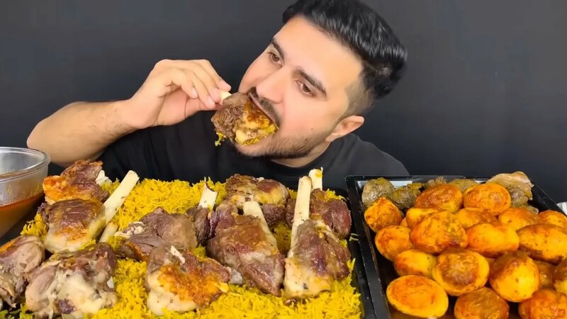 Asmr;eating spicy mutton biryani+eggs curry+chicken liver gizzard+extra ...