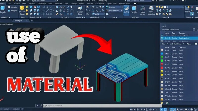 How to use material in autocad 3d modeling. #design - Yandex Video ...