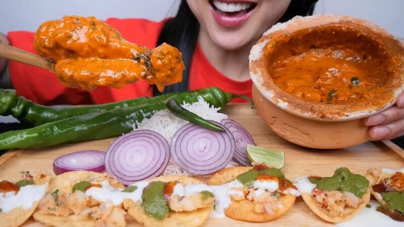 Bone in butter chicken masala *indian food (asmr eating sounds) no ...