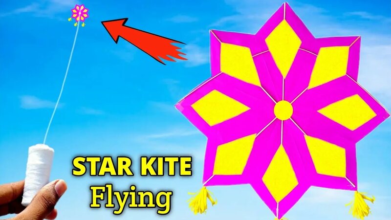 how to make paper kite , how to make star kite , flower shape kite ...