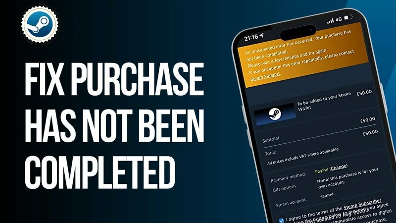 How To Fix Steam Purchase has Not Been Completed Due to Credit Card ...