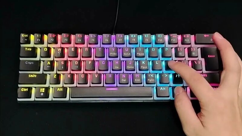 HXSJ L700 Ergonomic 12 Colorful Backlit 61 Keys Gaming Wired Mechanical ...