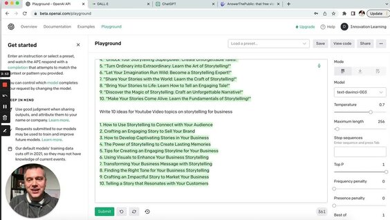 How to use AI to generate and develop ideas | OpenAI Playground & ChatGPT demonstration - EroFound