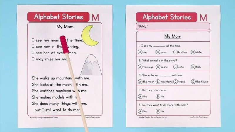 Alphabet Stories Letter M Reading Comprehension Worksheet