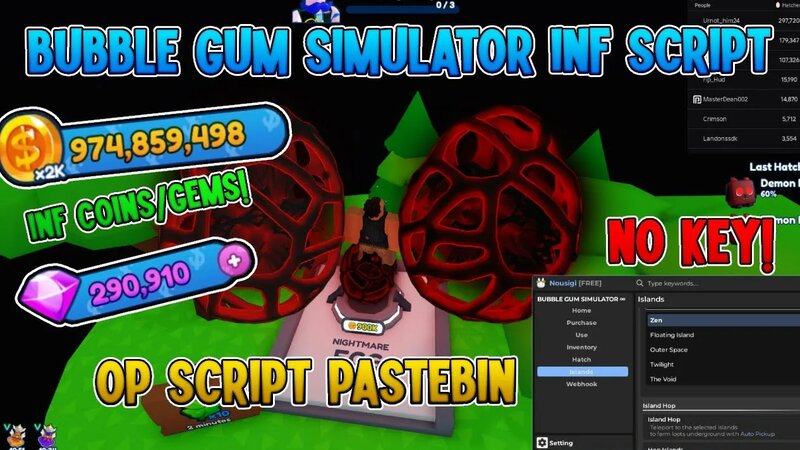 Bubble Gum Simulator Infinity Script | No Key | Gem/Coin Magnet | Auto ...