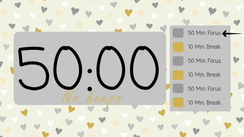 3-hour 50/10 Pomodoro Timer – Simple Beeps | Stay Focused & On Track ...