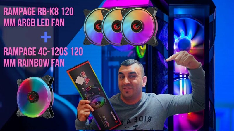Rampage RB-K8 120 mm ARGB LED FAN + 4C-120S 120 mm Raınbow Fan ...