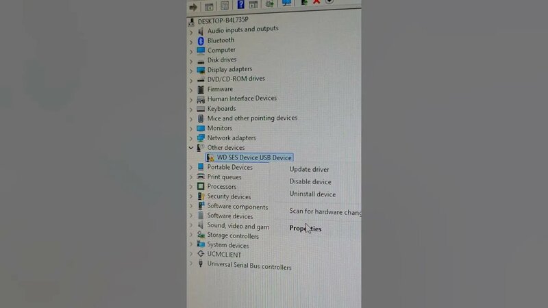 WD SES Device USB Device Western Digital Technologies WDC_SAM Missing ...