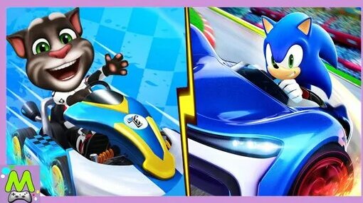 Talking Tom Karting vs Sonic Racing.Герои Игр на Гоночном Треке.Кто ...