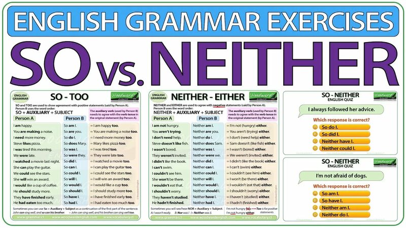 SO vs. Neither | English Grammar Exercises | Learn English SO and ...