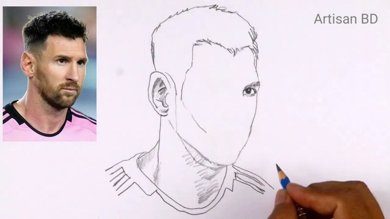 How to draw realistic portrait leo messi || Easy pencil sketch || Messi ...