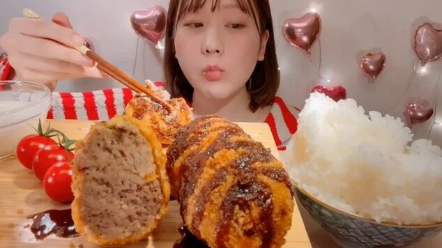 ASMR Ground Meat Cutlet【Mukbang/ Eating Sounds】【English subtitles ...