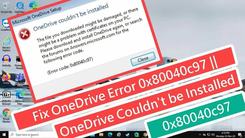 Fix OneDrive Error 0x80040c97 || OneDrive Couldn't be Installed ...
