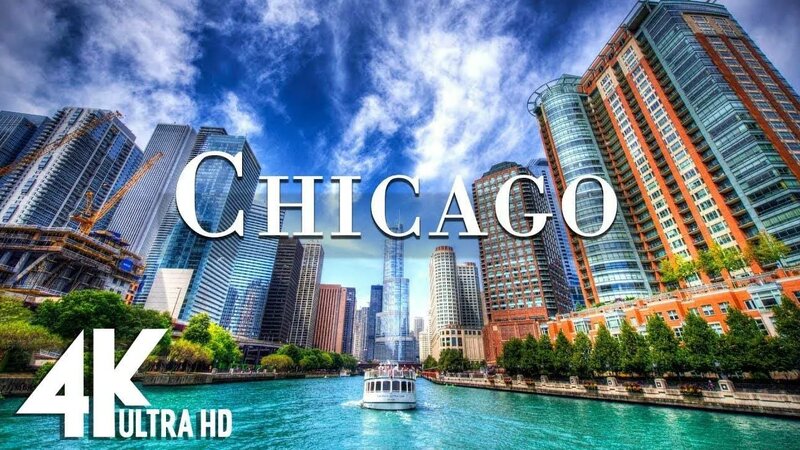 Flying OVER Chicago (4K UHD) - Beautiful Nature Scenery with Relaxing ...