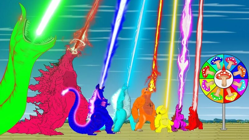 Evolution of RED Godzilla vs BLUE SHIN - Yellow KONG: Atomic Breath ...