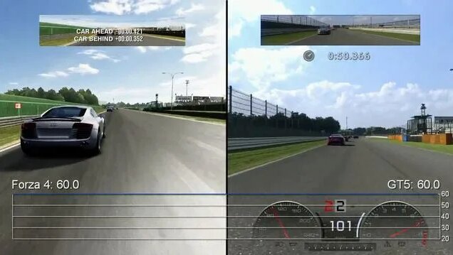 Forza Motorsport 4 vs Gran Turismo 5 Graphics Comparison ((Split Screen ...