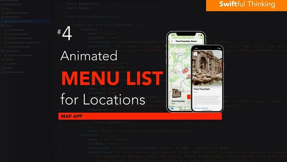 Using a List as a custom animated menu | SwiftUI Map App #4 - EroFound Using a List as a custom animated menu | SwiftUI Map App #4 - EroFound