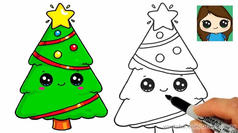 How to Draw a Christmas Tree and Star EASY and Cute - Смотреть онлайн в ...