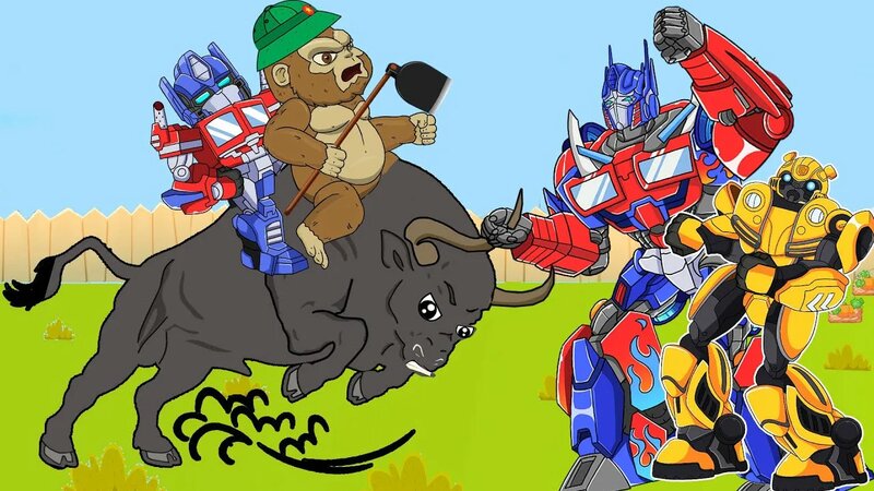 Godzilla VS Transformers: Optimus Prime, Bumblebee & Cow Evolution ...