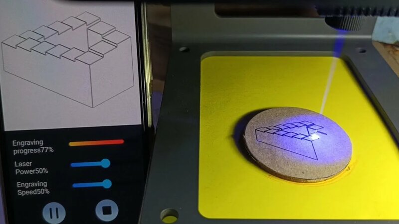 " impossible stairs on Laser" DAJA DJ6 mini Laser drawing on paper ...