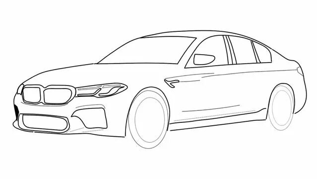 How to draw a BMW M5 F90 2021 / drawing bmw m5 competition step by step ...