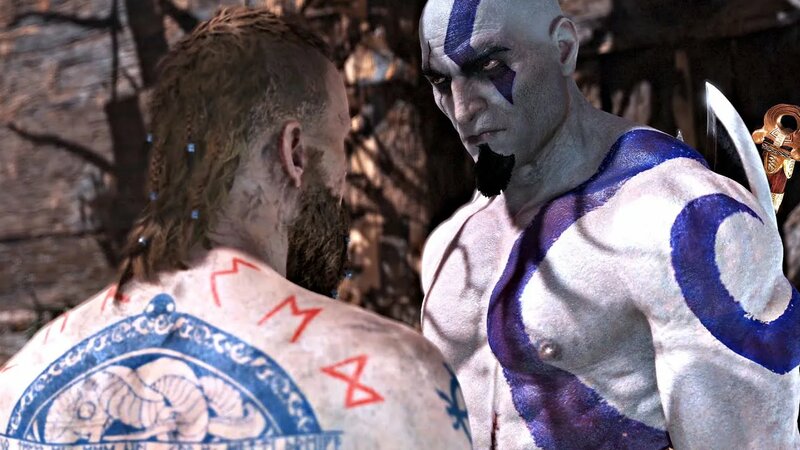 Young Kratos With Blue Tattoos Vs Baldur Boss Fight - God of War PC (4K ...