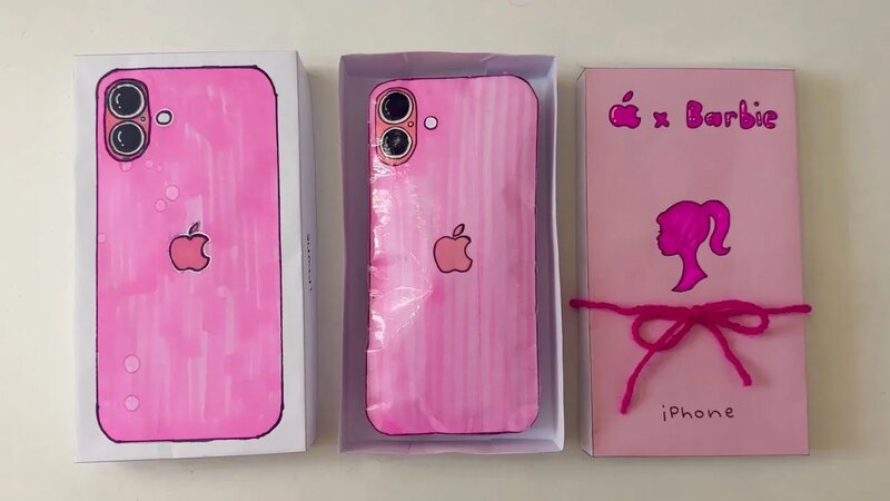[paper diy] Barbie PINK Iphone 16 unboxing! | How to make paper iPhone ...