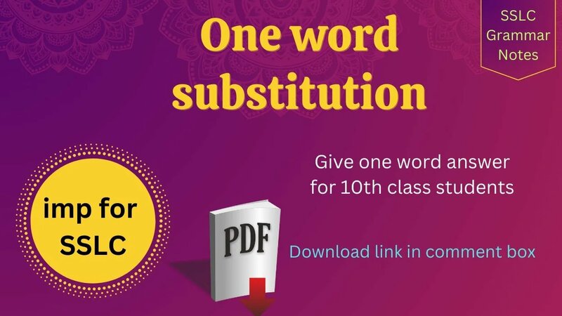 One word substitution for class 10 | Give one word answer for SSLC ...