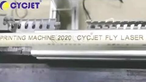 Cycjet Fly Laser Marking Machine Print on the White Pipe Online Marking ...