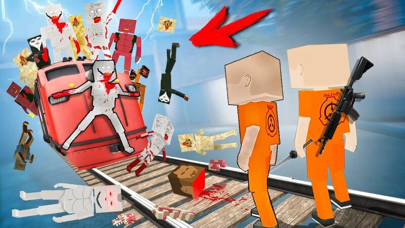 Он сейчас врежется! огромный scp поезд против людей! безумный scp ...