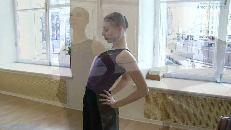 Gorgeous flexible ballerina Annett A warms up her slender female body ...