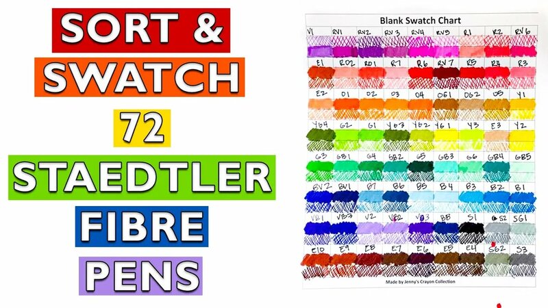 Swatch and Sort 72 Staedtler Double-ended Fibre Tip Pens in Color Order ...