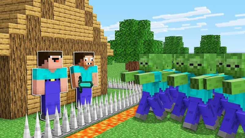 НУБ И ПРО Построили Защищенный ДОМ Против Зомби МАИ Нкрафт ! Нубик И ...