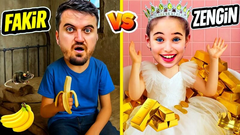 Elif sinem zengin vs fakir ‼ zengin evi turu yaptık altın banyosu var ...