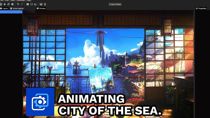Process of animating City of the Sea - Wallpaper Engine