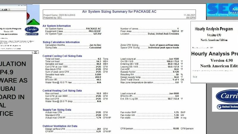 Cooling & heating load calculation by hap 4.9 software as per UAE ...