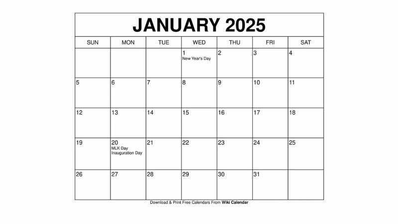 Free Printable January 2025 Calendar Templates With Holidays - Wiki ...