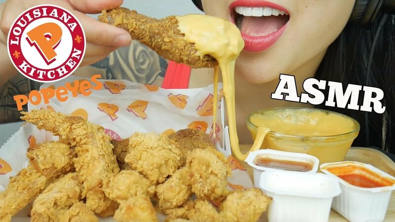 Asmr popeyes fried chicken menu + cheese sauce (extreme crunchy eating ...