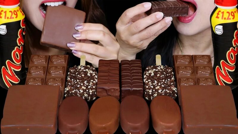 Asmr milk & dark chocolate ice cream bars, klondike bar, mars chocolate ...