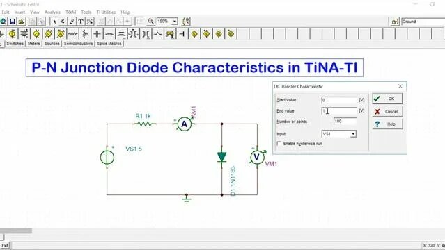 PN junction diode characteristics in Tina TI - Смотреть онлайн в поиске ...