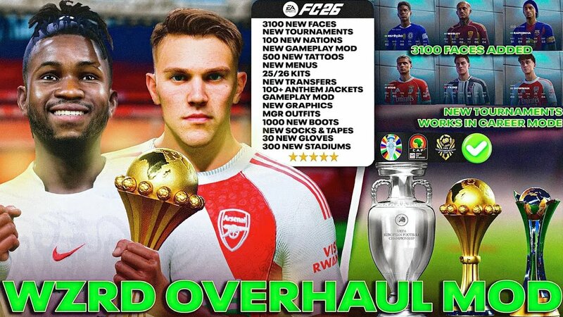 EA Sports FC 26 mod 3100+ new faces [FC26 menus, 25/26 kits, boots ...