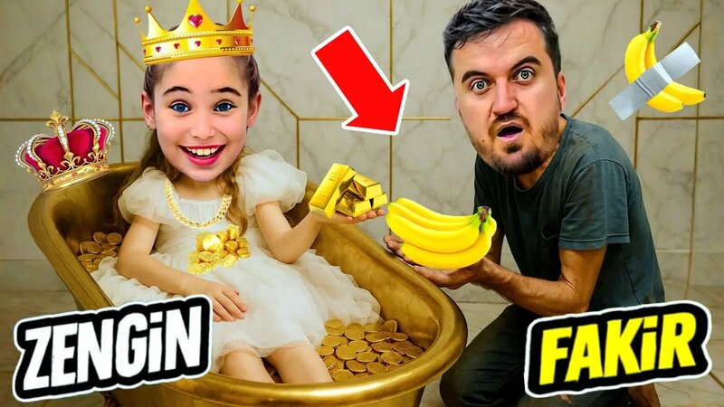 Elif sinem zengin fakir ev turu ‼ eyvah babam milyon dolarlık muz yedi ...