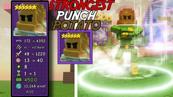 Strongest punch potato - лучший дамагер в игре?! | garden tower defense ...
