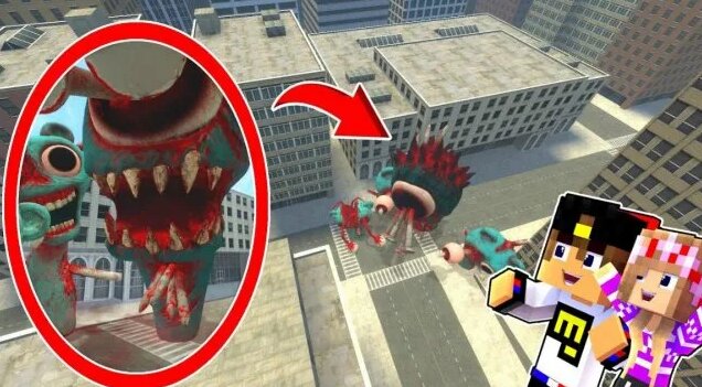 Мой дрон заснял огромного спрунки пожирателя в майнкрафт девушка нуб ...