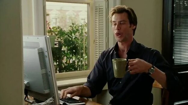 Брюс Всемогущий Джим Керри печатает. Bruce Almighty typing meme tem ...