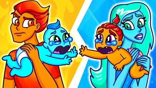 ICE GIRL vs FIRE BOY || Mom, Dad, Please Don't Go! || Having an ...