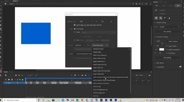 Adobe Animate - How To Render Transparent Background | Alpha Channel ...
