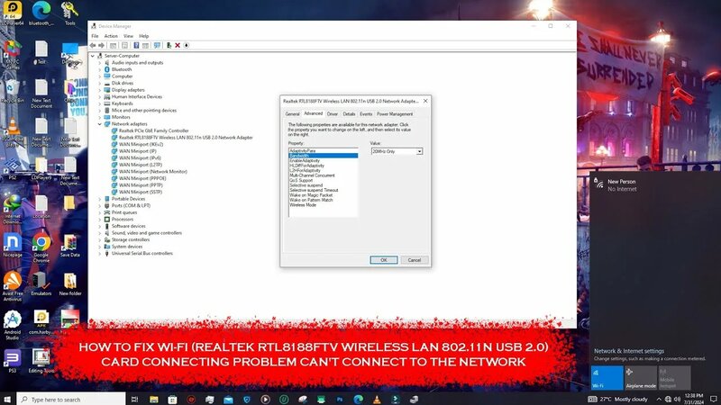 How to Fix Wi Fi Realtek Rtl8188ftv Wireless LAN 802 11n USB 2 0 Card ...