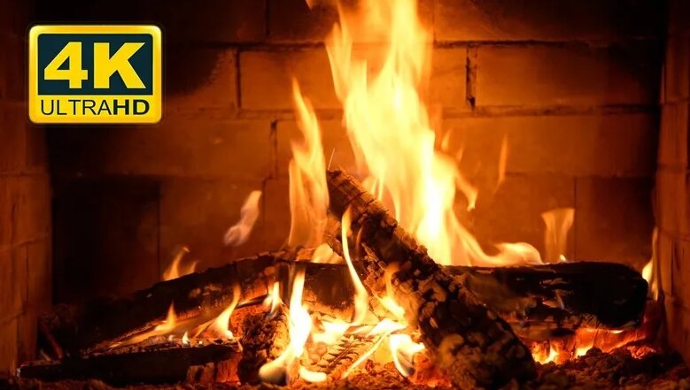 Crackling Birchwood Fireplace 4K (12 Hours). Burning Fireplace ...
