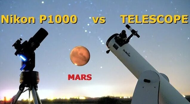 Telescope vs Nikon P1000 - Mars. Planet Mars through a 6 inch Sky ...